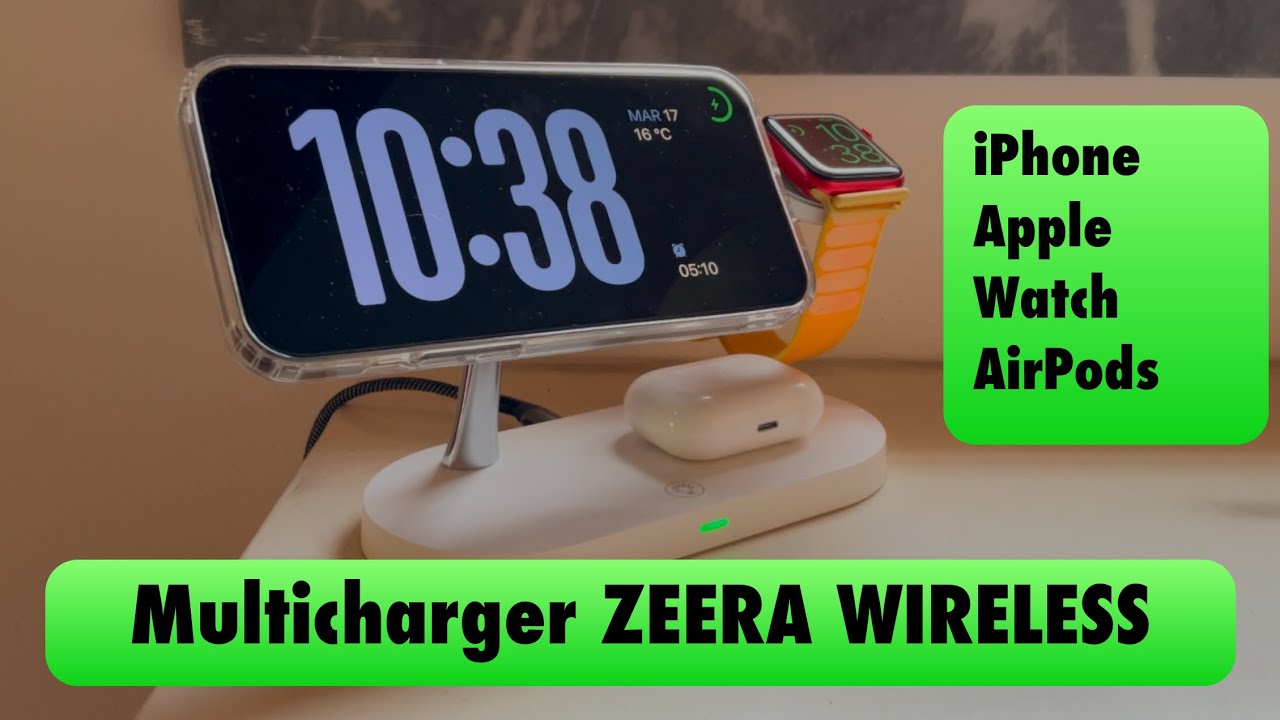 Cargador MagSafe 4 en 1 Zeera Wireless para iPhone y accesorios.